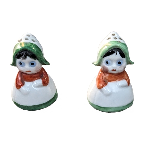 Vintage | Dining | Vintage Folk Art Girls Tiny Salt And Pepper Shakers ...